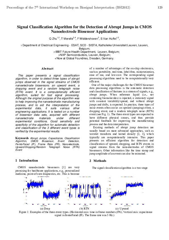 Pdf Signal Classification Algorithm For The Detection Of Abrupt Jumps