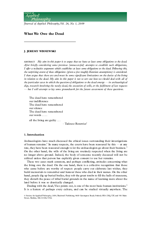 (PDF) What we owe the dead