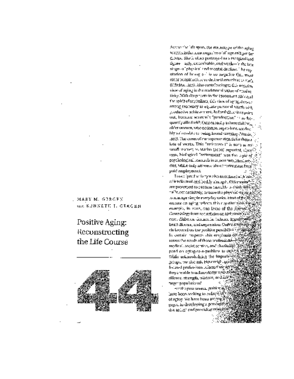 (PDF) Positive Aging: Reconstructing the Life Course