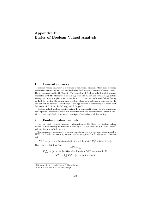 Pdf Basics Of Boolean Valued Analysis Semen Kutateladze