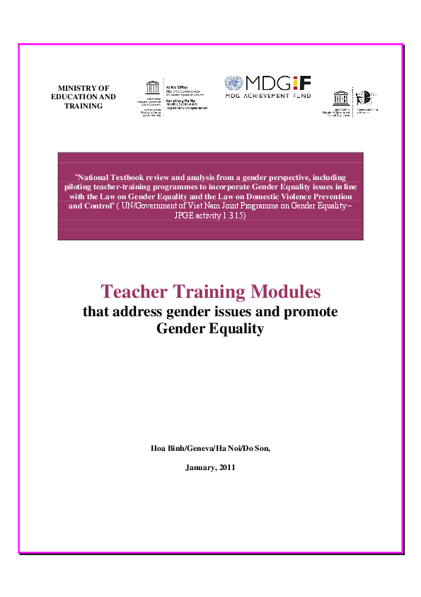 (PDF) Teacher Training Modules that address gender issues and promote ...