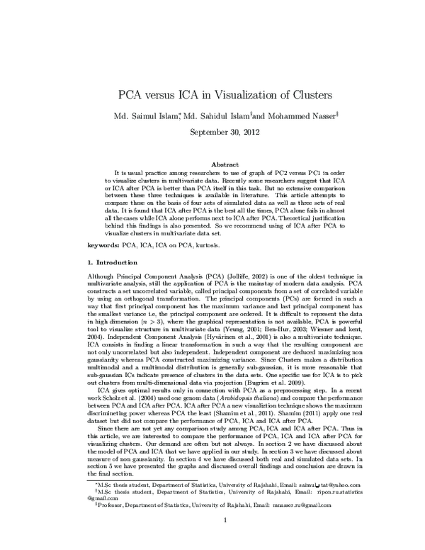 (PDF) PCA Vs ICA in visualization of Clusters