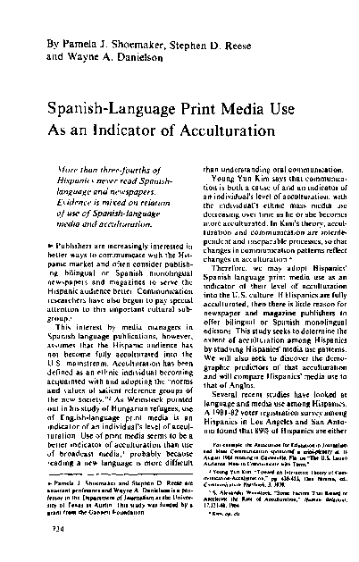 (PDF) Spanish-Language Print Media Use As an Indicator of Acculturation