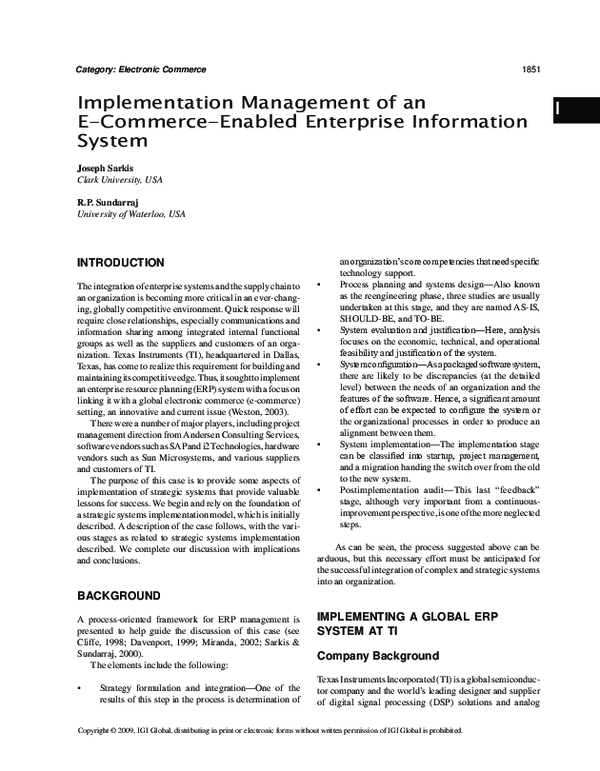(PDF) Implementation Management of an E-Commerce-Enabled Enterprise ...