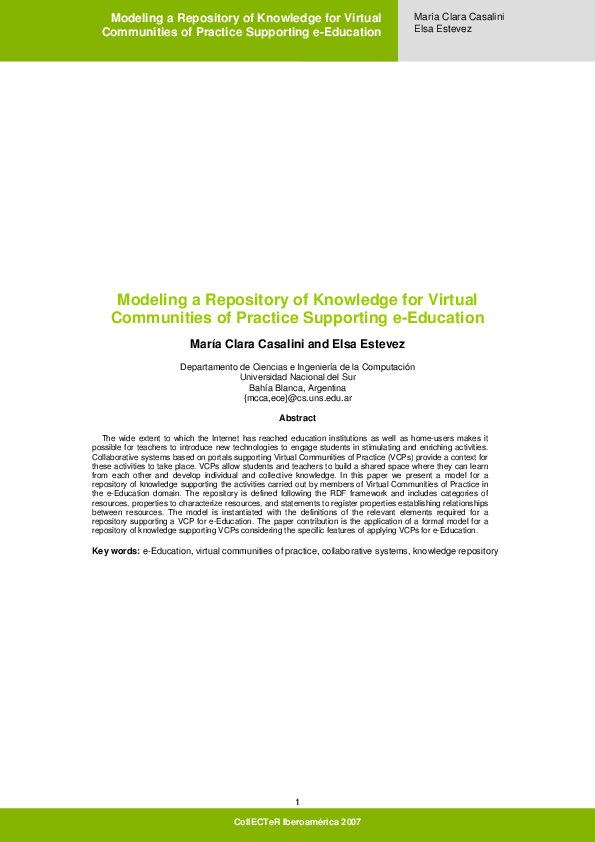 (PDF) Modeling a Repository of Knowledge for Virtual Communities of ...