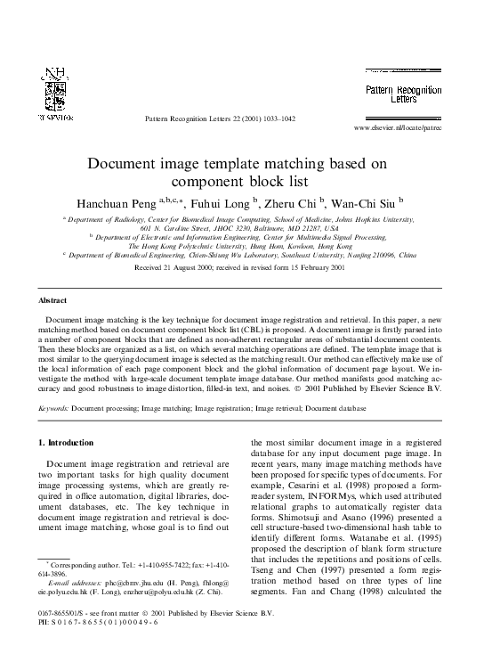 (PDF) Document image template matching based on component block list