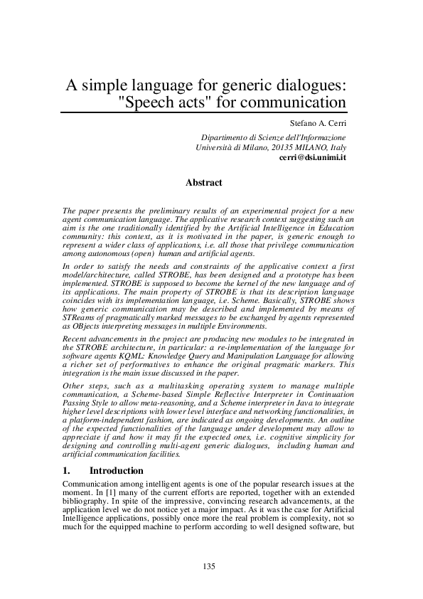 (PDF) A simple language for generic dialogues:" Speech acts" for ...