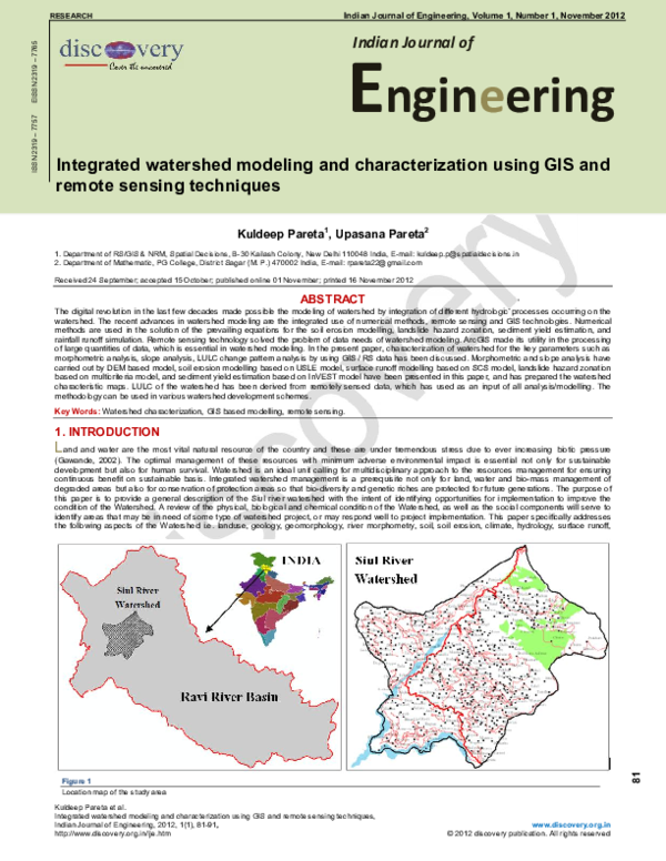 (PDF) Integrated watershed modeling and characterization using GIS and remote sensing techniques
