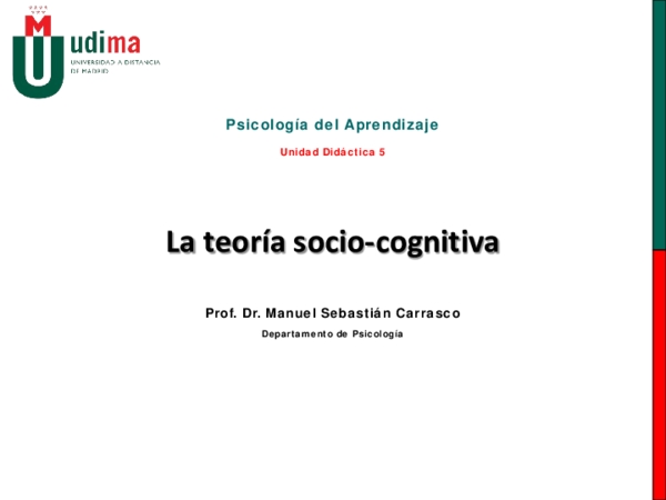 (PDF) Psicología del Aprendizaje. UD5: La teoría socio-cognitiva