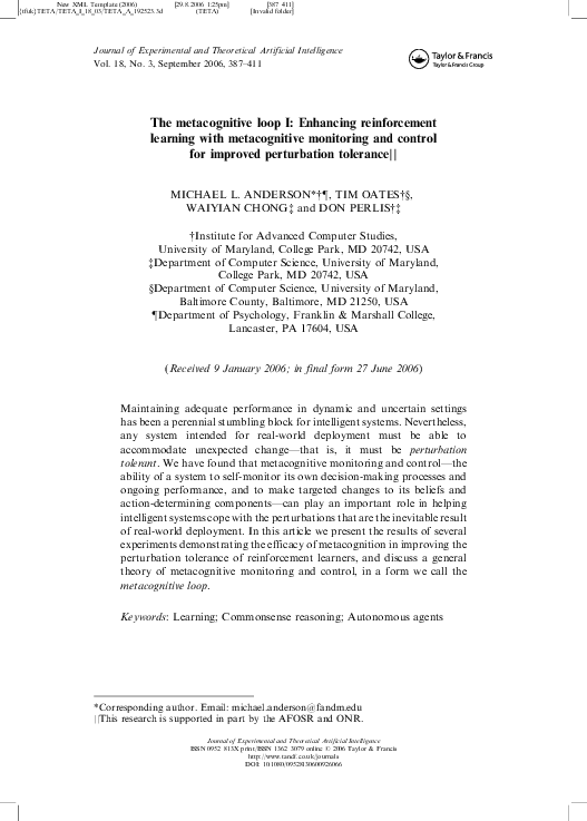 Pdf The Metacognitive Loop I Enhancing Reinforcement Learning With