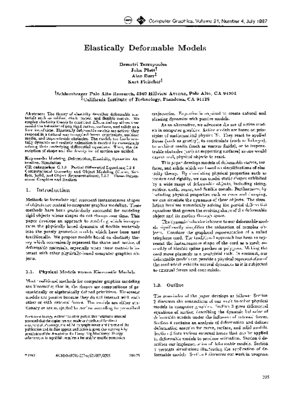 (PDF) Elastically deformable models