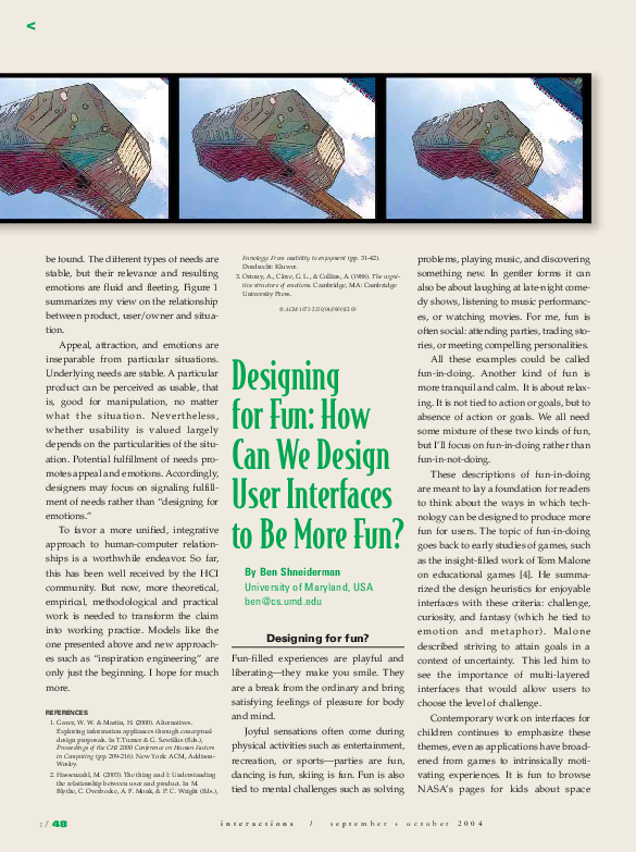 (PDF) Designing for Fun: How Can We Design User Interfaces to Be More Fun?