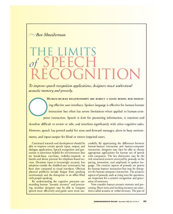 (PDF) The Limits of Speech Recognition