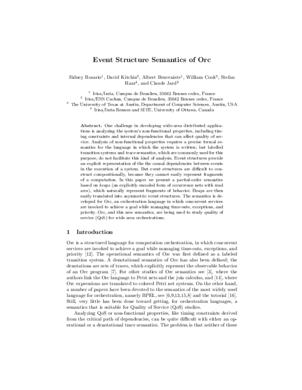 Pdf Event Structure Semantics Of Orc