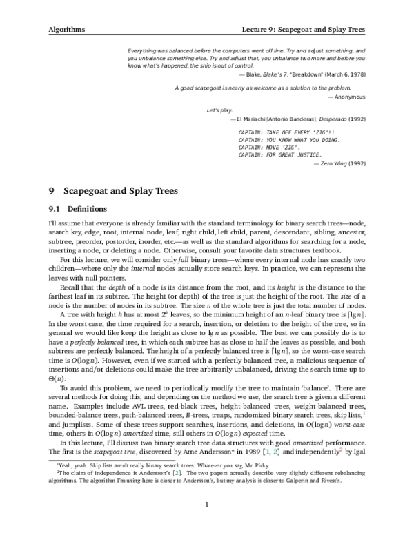 (PDF) Scapegoat trees and splay trees
