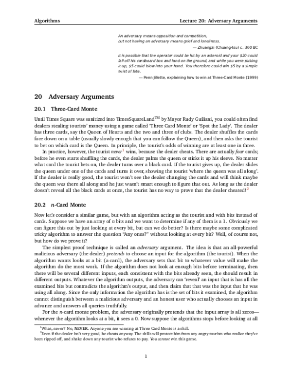 (PDF) Adversary arguments ("n-card monte")
