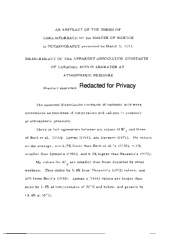 (PDF) Measurement of the apparent dissociation constants of carbonic ...
