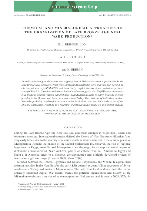 (PDF) Chemical and Mineralogical Approaches to the Organization of Late ...