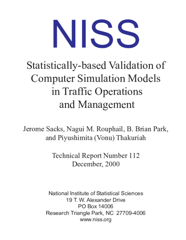 Pdf Statistically Based Validation Of Computer Simulation Models In