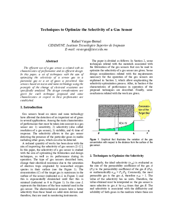 Techniques to Optimize the Selectivity of a Gas Sensor