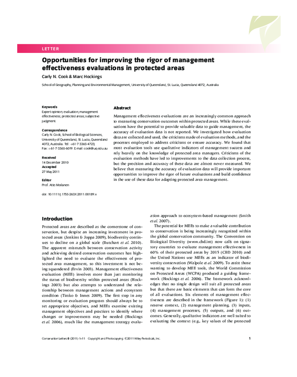 (PDF) Opportunities for improving the rigor of management effectiveness ...