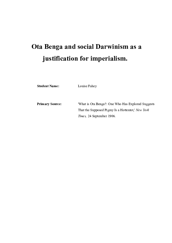 (PDF) Ota Benga and social Darwinism as a justification for imperialism.