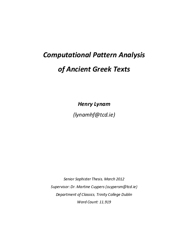 (PDF) Computational Pattern Analysis of Ancient Greek Texts
