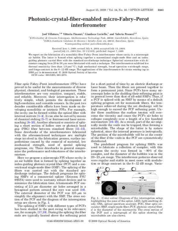 (PDF) Photonic-crystal-fiber-enabled micro-Fabry-Perot interferometer