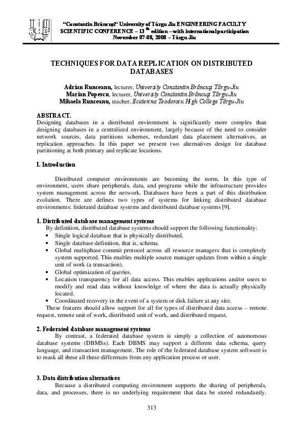 Pdf Techniques For Data Replication On Distributed Databases 
