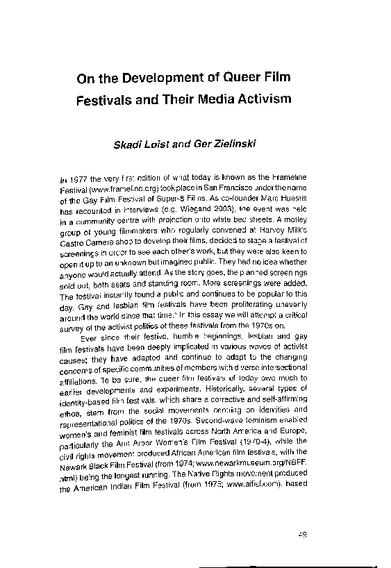 (PDF) “On the Development of Queer Film Festivals and Their Media ...