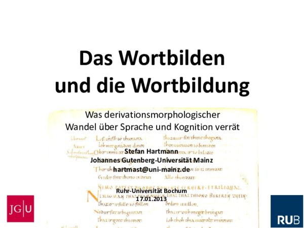 Das Wortbilden und die Wortbildung: Was derivationsmorphologischer ...