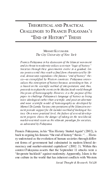 (PDF) Theoretical and Practical Challenges to Francis Fukayama s End of ...