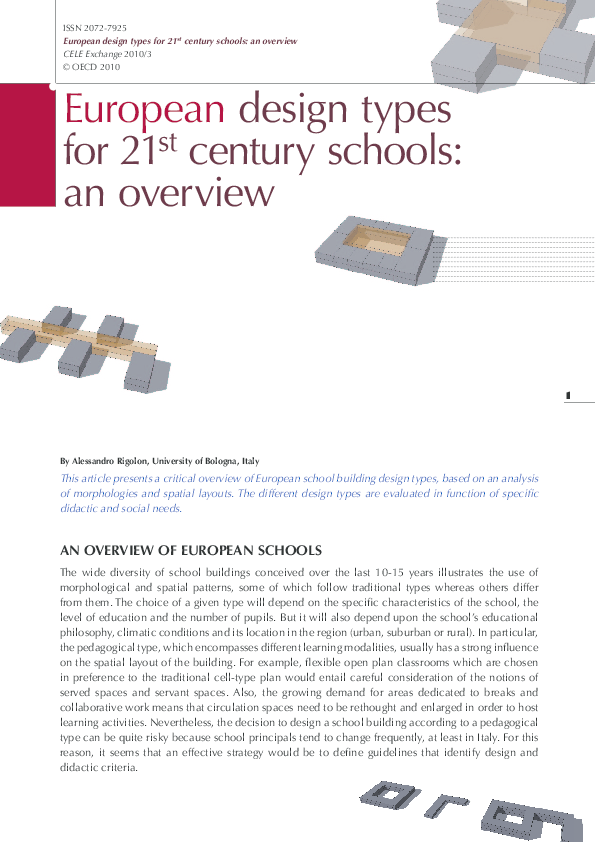 (PDF) European design types for 21st century schools: an overview