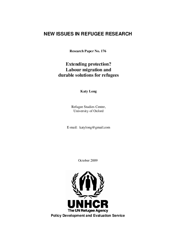 (PDF) NEW ISSUES IN REFUGEE RESEARCH
