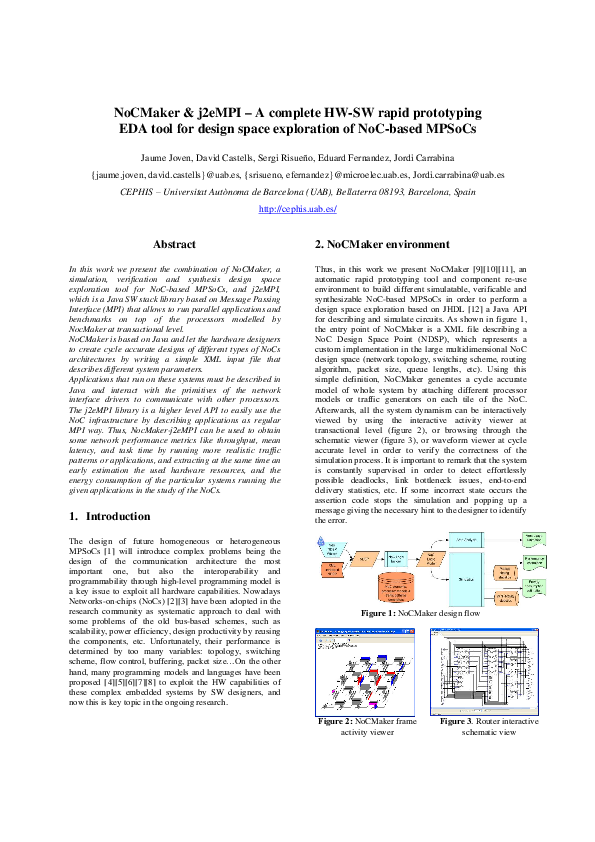 Pdf Nocmaker And J2empi A Complete Hw Sw Rapid Prototyping Eda Tool For Design Space Exploration