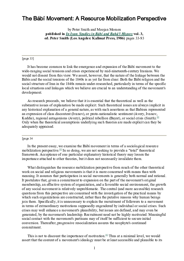 (PDF) The Babi Movement: A Resource Mobilization Perspective