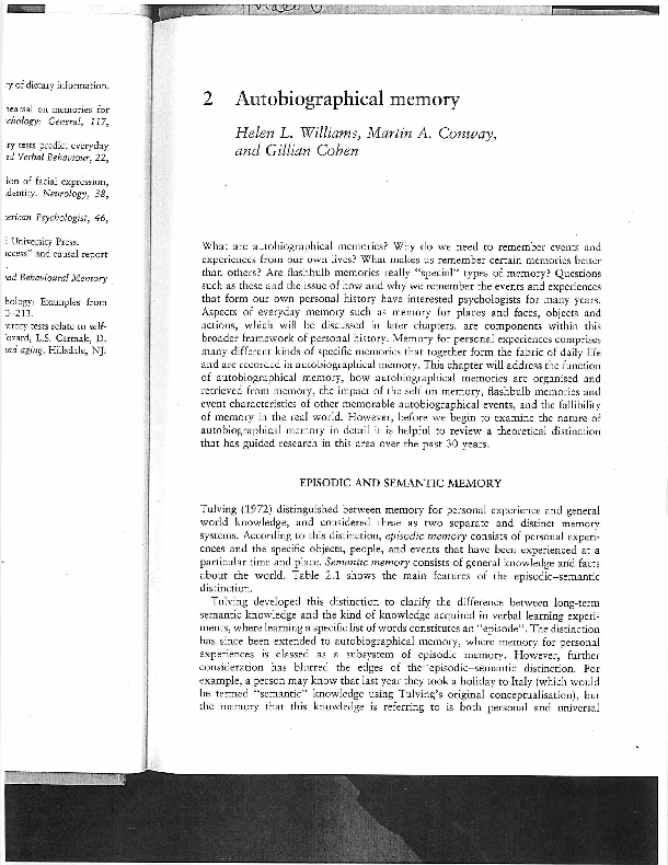 (PDF) Williams, H.L., Conway, M.A. & Cohen, G. (2008). Autobiographical ...