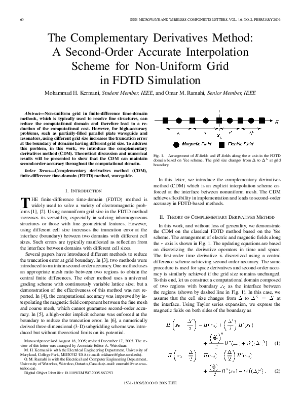 Pdf The Complementary Derivatives Method A Second Order Accurate Interpolation Scheme For Non