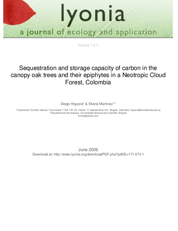 (PDF) Sequestration and storage capacity of carbon in the canopy oak ...