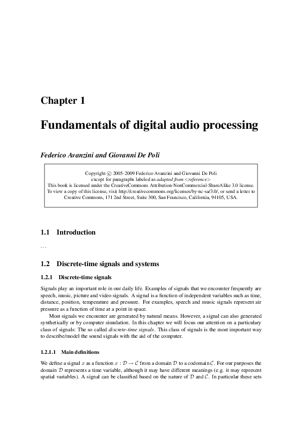 (PDF) Fundamentals of digital audio processing