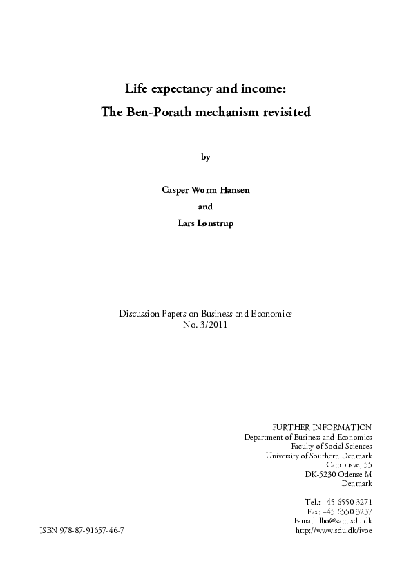 (PDF) Life expectancy and income: The Ben-Porath mechanism revisited