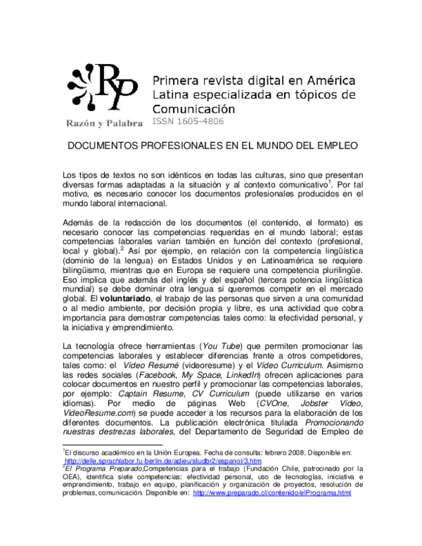 (PDF) Documentos profesionales en el mundo del empleo