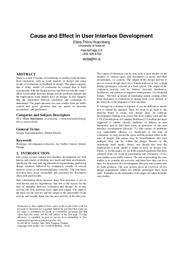(PDF) Cause and Effect in User Interface Development
