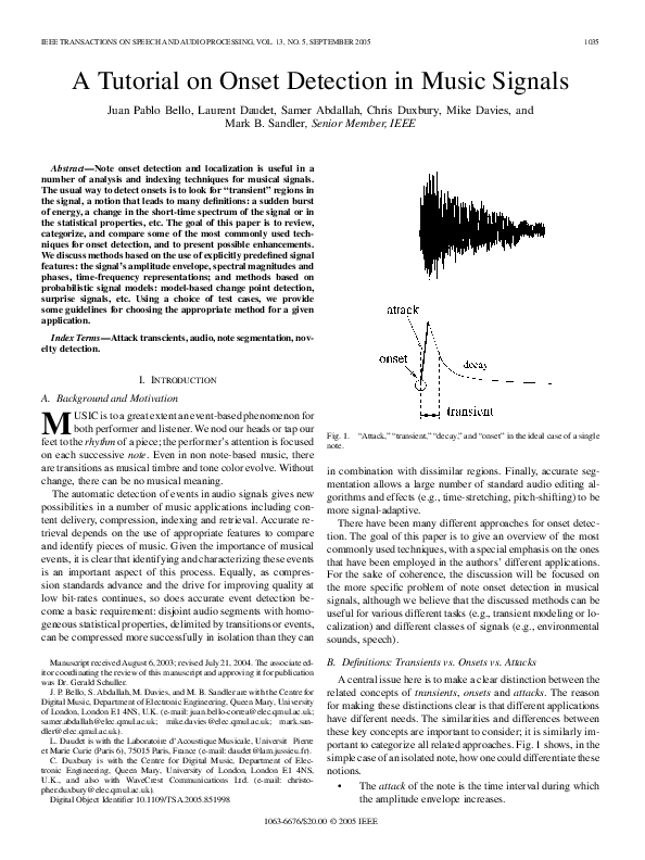 Pdf A Tutorial On Onset Detection In Music Signals