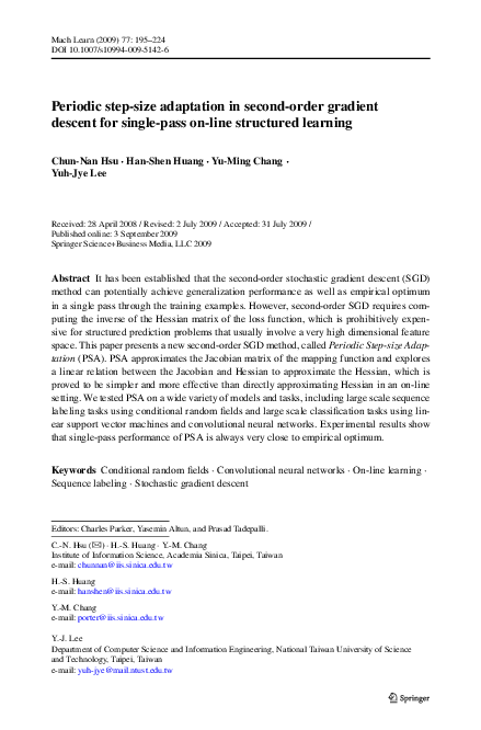 (PDF) Periodic step-size adaptation in second-order gradient descent for single-pass on-line ...