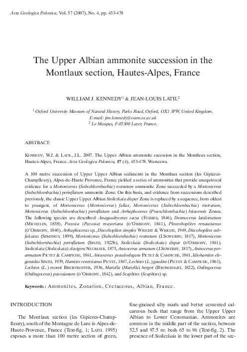 (PDF) The Upper Albian ammonite succession in the Montlaux section ...