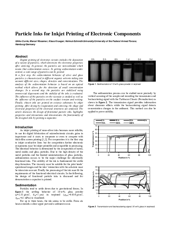 (PDF) Particle Inks for Inkjet Printing of Electronic Components