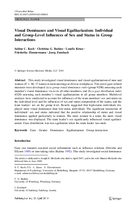 (PDF) Visual Dominance and Visual Egalitarianism: Individual and Group ...