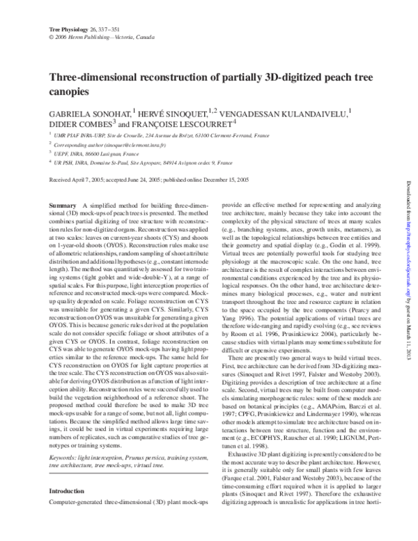 (PDF) Three-Dimensional Reconstruction of Partially 3D-Digitized Peach ...