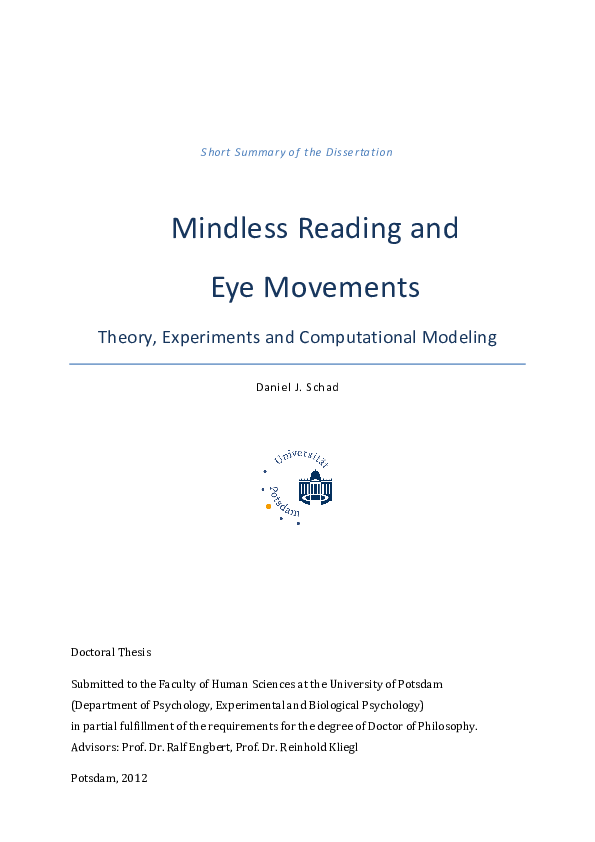 (PDF) Mindless Reading and Eye Movements